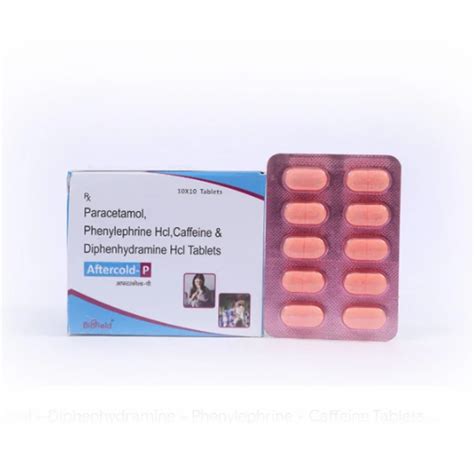 555mg Aftercoid P Paracetamol Phenylephrine Tablet Packaging Size 10