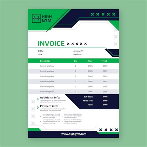 Free Vector Flat Gym And Exercise Invoice Template