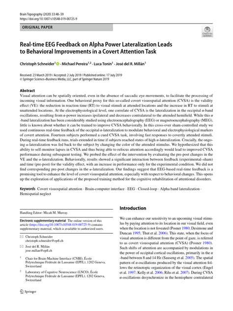 Eeg Feedback Enhances Covert Attention Pdf Attention
