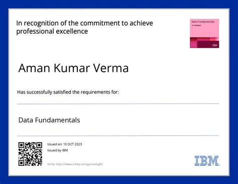 Finished Data Fundamentals With Ibm Aman Kumar Verma Posted On The
