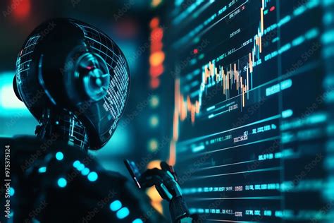 Robot Writing And Adjusting Code In Realtime As Stock Graphs Update On