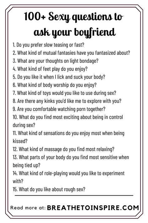 100 Sexual Questions To Ask Your Boyfriend Very Sexy Intimate Flirty Romantic And Fantasies