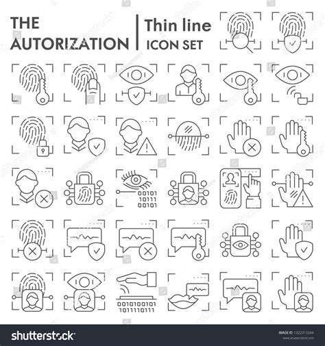 Security Authorization Thin Line Icon Set Stock Vector Royalty Free 1322313344 Shutterstock