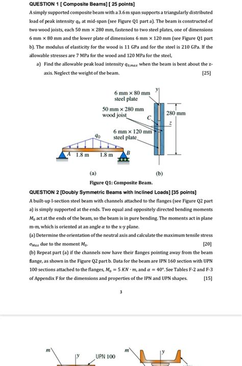 Question 1composite Beams25 Points A Simply Supported Composite Beam
