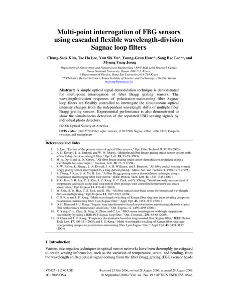 Pdf Multi Point Interrogation Of Fbg Sensors Using Cascaded Flexible