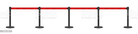현실적인 벡터 개폐식 벨트 스탠치온 주의 스트랩으로 군중 제어 장벽 기둥 큐 라인입니다 제한 국경 및 위험 테이프 0명에 대한 스톡 벡터 아트 및 기타 이미지 Istock