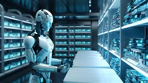 Premium Photo Cyborg Robotic Process Automation Data Analysis In Server Room Ai Generate