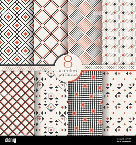 Vector Classical Seamless Patterns Set Of Eight Abstract Textured Backgrounds Modern Stylish