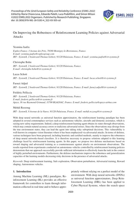 Pdf On Improving The Robustness Of Reinforcement Learning Policies