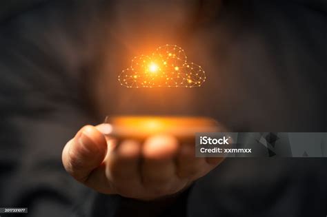 cloud computing artificial intelligence backup sybol with smartphone in