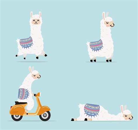 Cute Cartoon Llama And Alpaca Character Set 1876889 Vector Art At Vecteezy
