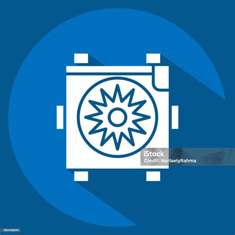 아이콘 라디에이터 팬 자동차 부품 기호와 관련이 있습니다 긴 그림자 스타일 심플한 디자인 편집 가능 간단한 일러스트레이션 강철에 대한 스톡 벡터 아트 및 기타 이미지