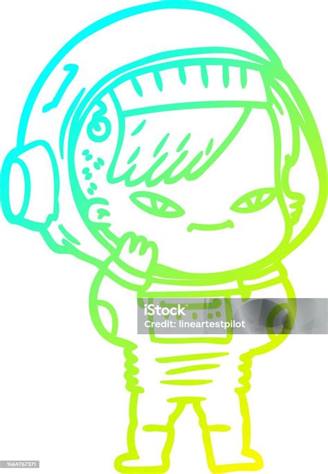 만화 우주 비행사 여자의 차가운 그라데이션 선 그리기 그라데이션에 대한 스톡 벡터 아트 및 기타 이미지 그라데이션 낙서 드로잉 등장인물 Istock