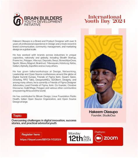 hakeem olasupo on linkedin i m honored to be a panelist for the upcoming international youth day…