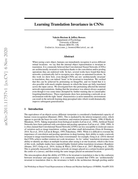 Pdf Learning Translation Invariance In Cnns