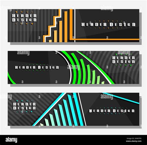 Vector Headers Set 3 Colorful Layouts With Decorative Design Curves With Copy Space For Ad Text