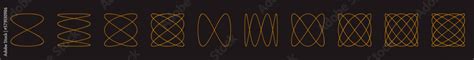 Set Of Vector Mathematical Lissajous Curve Structure Set Abstract