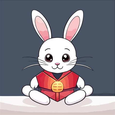 Маленький милый белый кролик счастливое забавное существо мультфильм ...