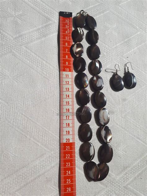 Колие и обици от седеф Дамско бижу Полускъпоценни камъни Бижута Нови Искър Колие 50 см