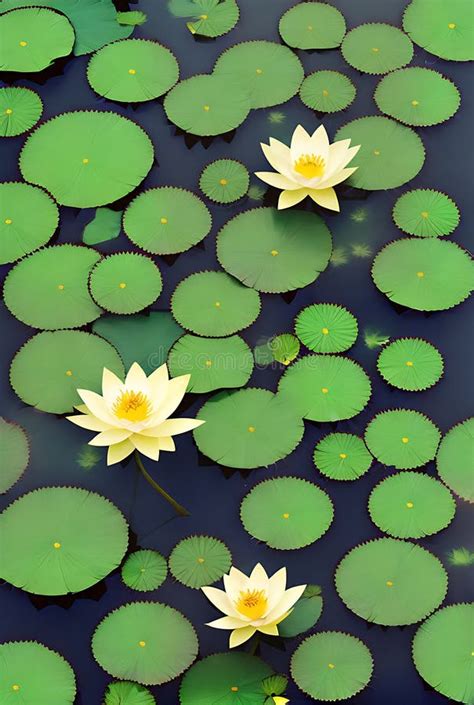 3d Lotus Flowers In Neutral Palette Bokeh Stock Illustration