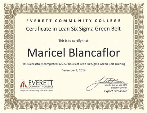 Certificate Lean Six Sigma Green Belt Pdf