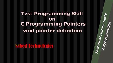 A C Programming Question On Void Pointer Definition Youtube