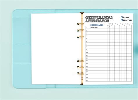 Printable Cheer Season Attendance Sheetroster Instant Download