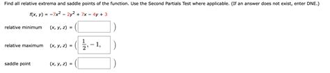solved find all relative extrema and saddle points of the