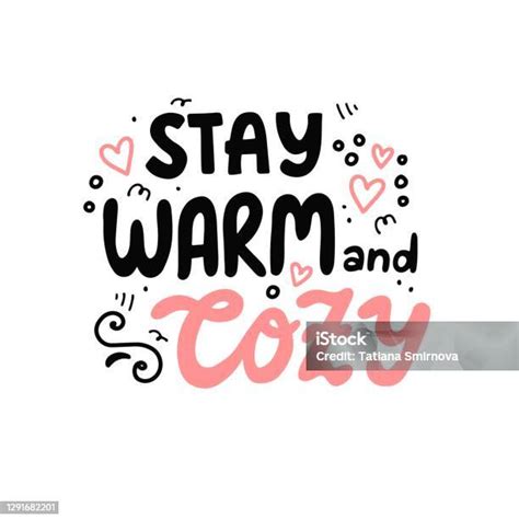 따뜻한 손으로 그린 글자를 유지합니다 인사말 카드용 귀여운 디자인 벡터 일러스트레이션 겨울에 대한 스톡 벡터 아트 및 기타 이미지 겨울 쓰기 열 개념 Istock