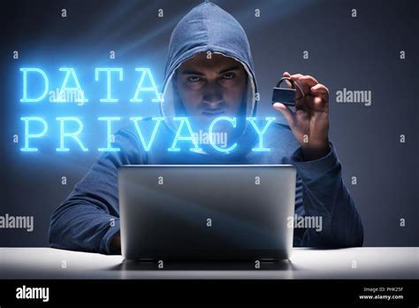Data Privacy Concept With Hacker Stealing Personal Information Stock