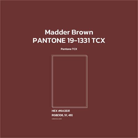 Pantone 19 1331 Tcx Madder Brown Complementary Or Opposite Color Name And Code 6a3331