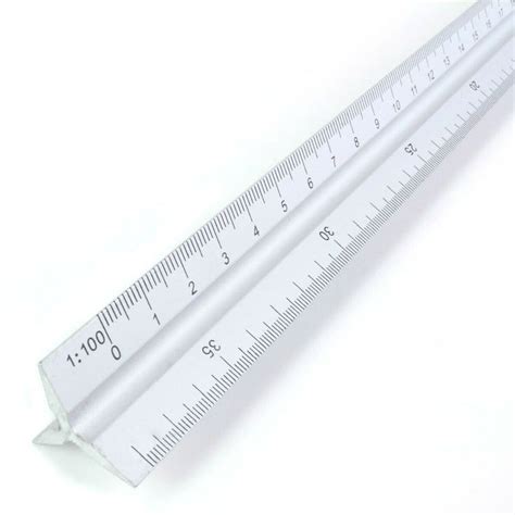 30cm Technical Drawing Ruler Metric Imperial Engineer Metal Triangular Scale Uk 5057502811189