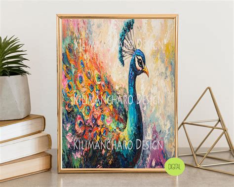 Vintage Peacock Print Digital Peacock Wall Art Frame Tv Wall Art Trendy