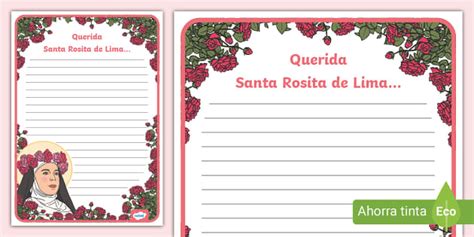 Carta Para Santa Rosa De Lima Guía De Trabajo