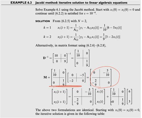 Solved Example 63 Jacobi Method Iterative Solution To