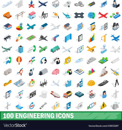 Engineering Icons Set Isometric D Style Vector Image