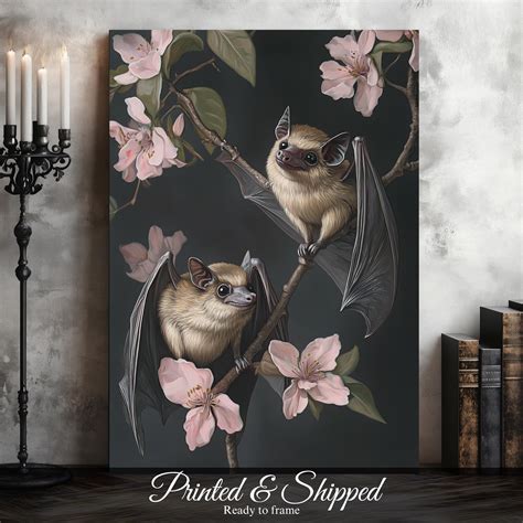 Gothic Bat Couple Art Print Whimsigoth Halloween Decor Etsy