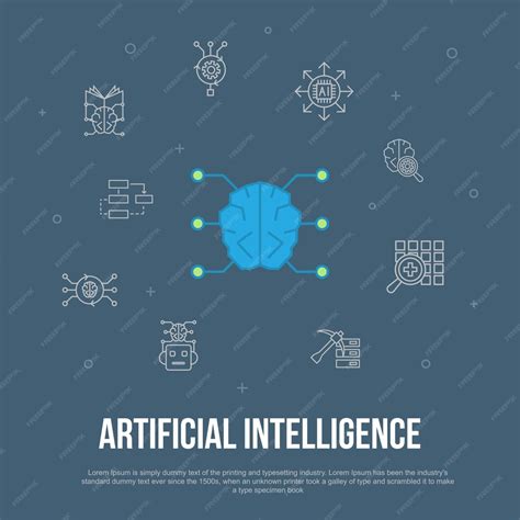 Inteligencia Artificial Concepto Plano De Interfaz De Usuario De Moda Con Iconos De Líneas