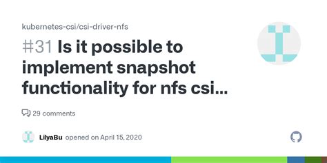 Is It Possible To Implement Snapshot Functionality For Nfs Csi Driver Issue Kubernetes