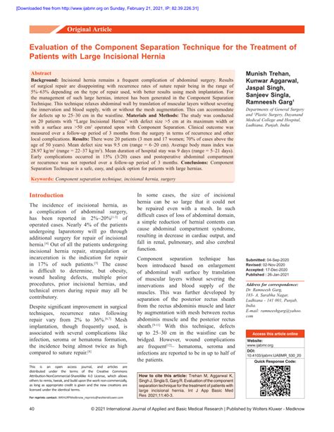 Pdf Evaluation Of The Component Separation Technique For The Treatment Of Patients With Large