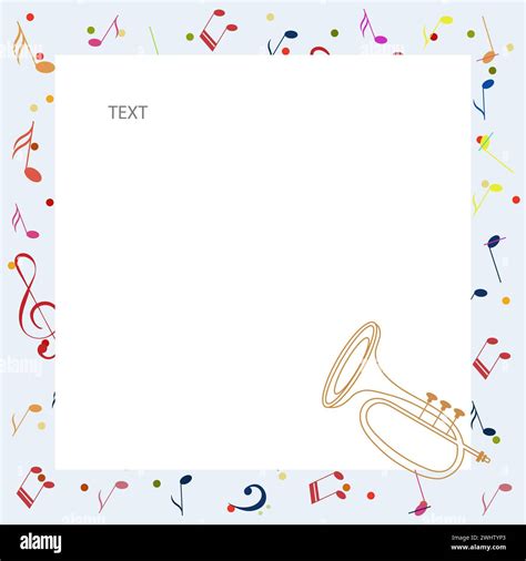 Music Design Frame With Notes And Trumpet For Concerts Music