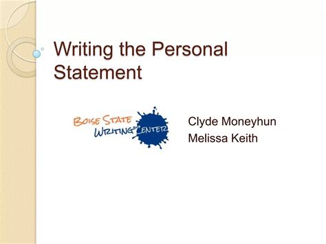 Writing The Personal Statement Ppt