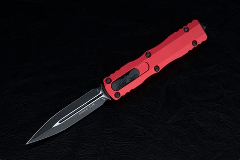 Microtech Knives Dirac Dagger Otf Automatic Knife Black Blade W Red Handle 225 1rd Tactical