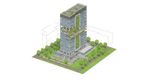 A Modern Architectural Rendering Features A Tall Building With Glass