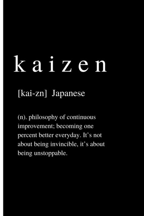 Kaizen Cute And Inspirational Black Notebook Blank Lined Journal Prints Elizabee