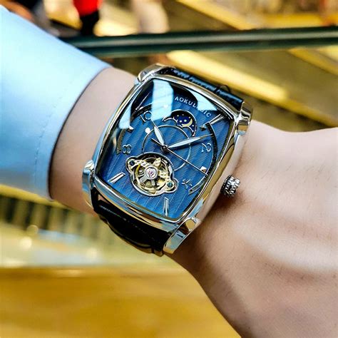 Tonneau Maan Fase Automatisch Horloge Voor Mannen Luxe Merk Tourbillon