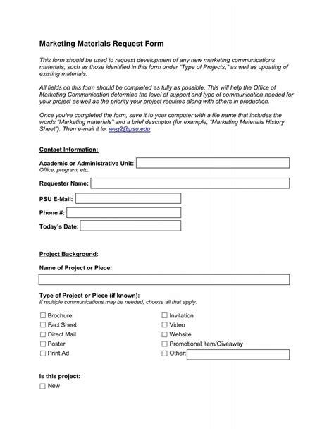 Marketing Materials Request Form