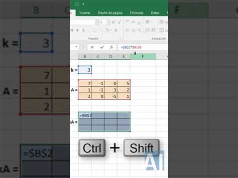 Cómo MULTIPLICAR un ESCALAR y una MATRIZ con EXCEL ApinfoxShort 11 YouTube