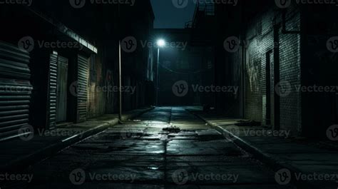 Dark Alley Way With A Street Light At Night Generative Ai 29266695