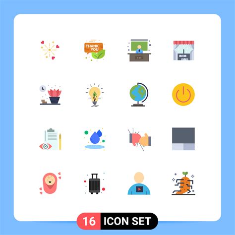 User Interface Pack Of 16 Basic Flat Colors Of Shelf Home Thanksgiving Window Building Editable